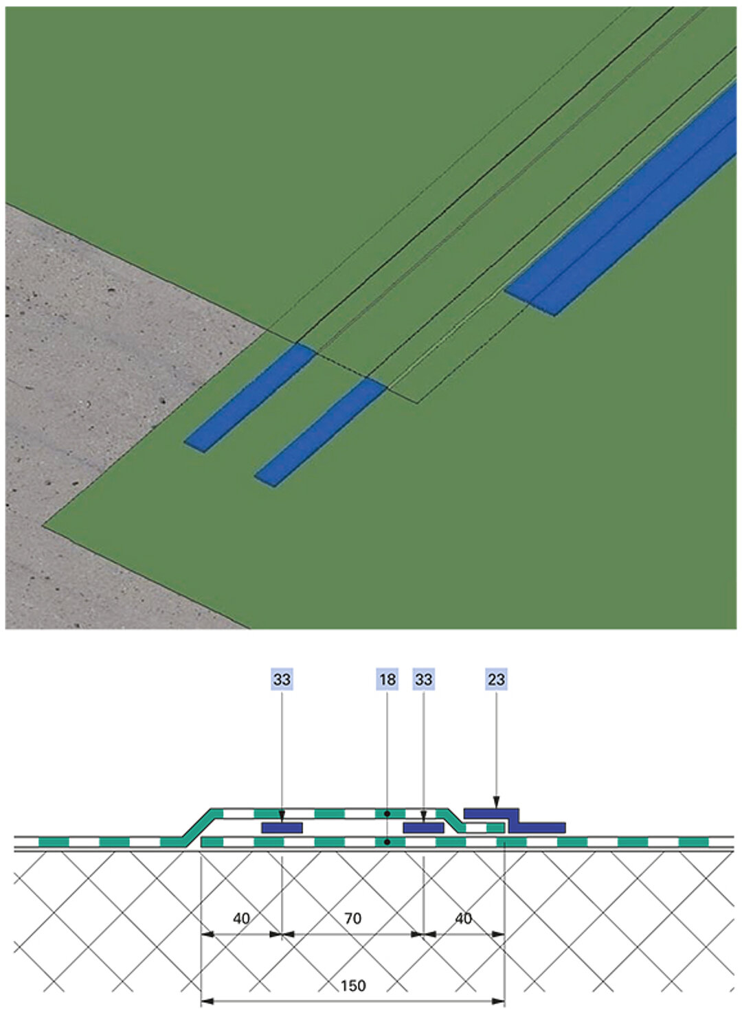Taping: Double taping with butyl and additional backup with adhesiv ...