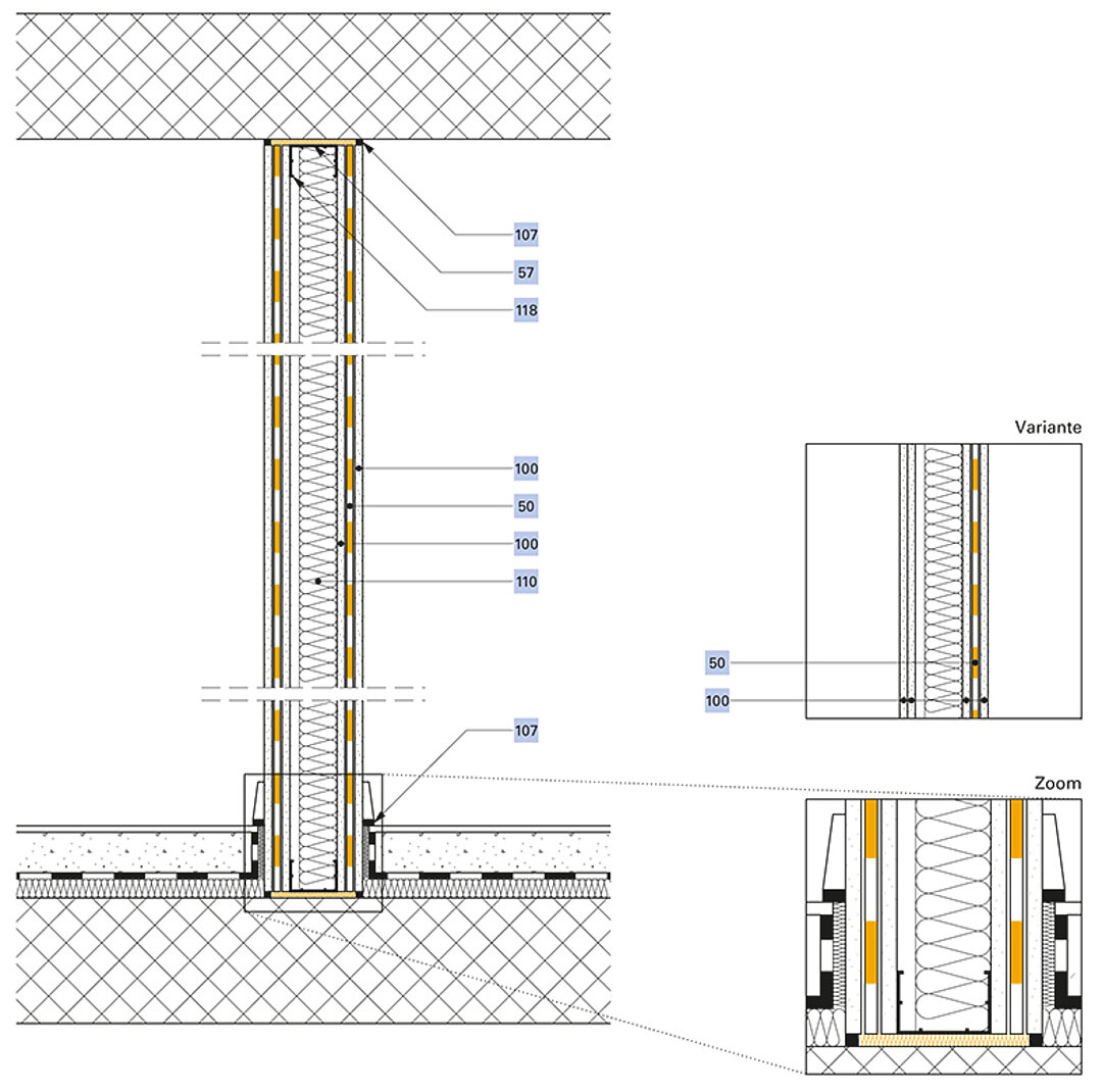 Separation wall: Higher requirements, C-profile - LS 021: Ampack