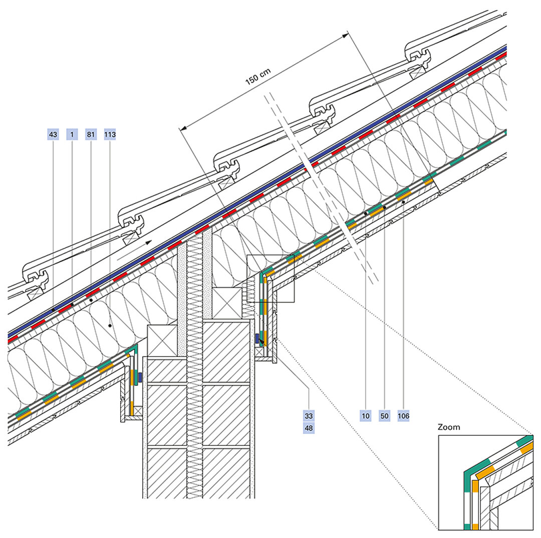 Building separation wall: Parallel to ridge, insulation mounted between ...