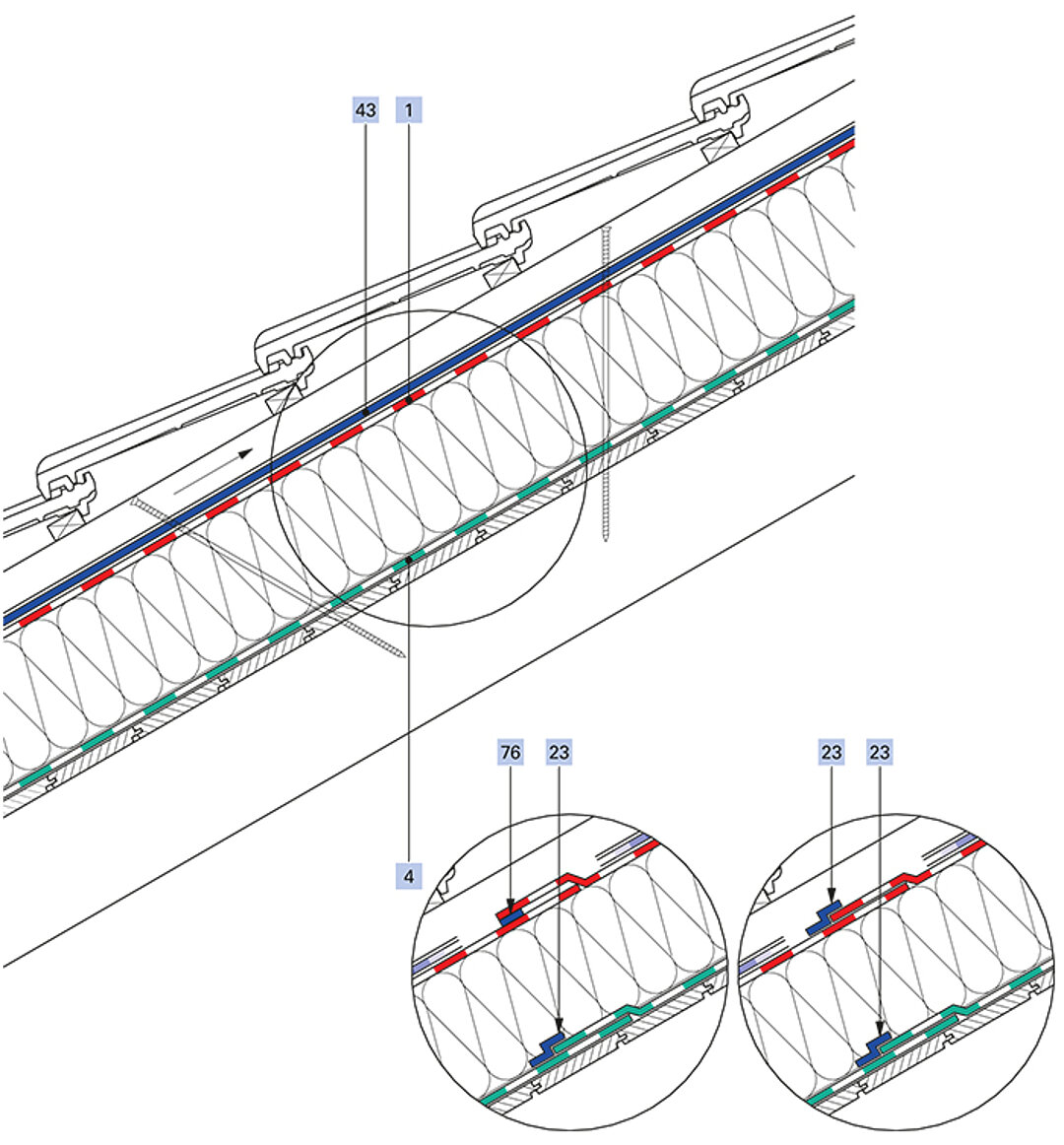Rafter-mounted insulation: „Flumserdach“-type roof - DA 005: Ampack